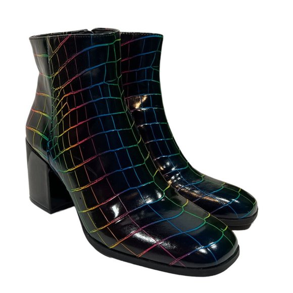 Mix No. 6 | Shoes | Mix No 6 Benisa Rainbow Croc Black Vegan Leather ...